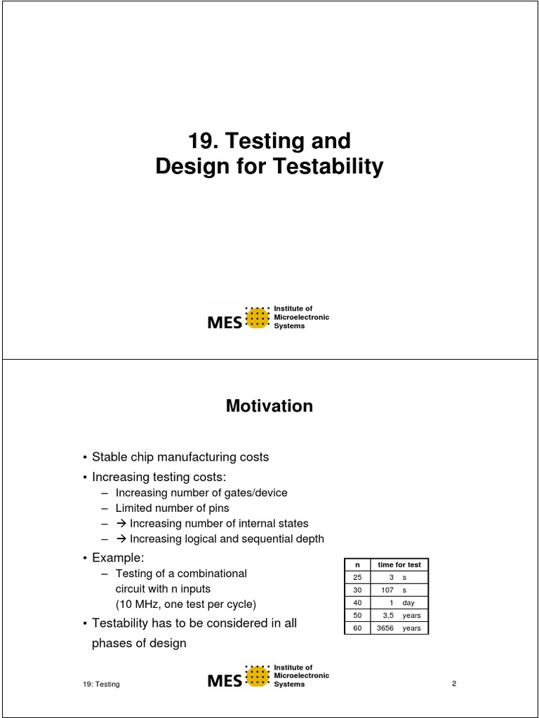 Testing and Design For Testability: Motivation | PDF | Algorithms ...