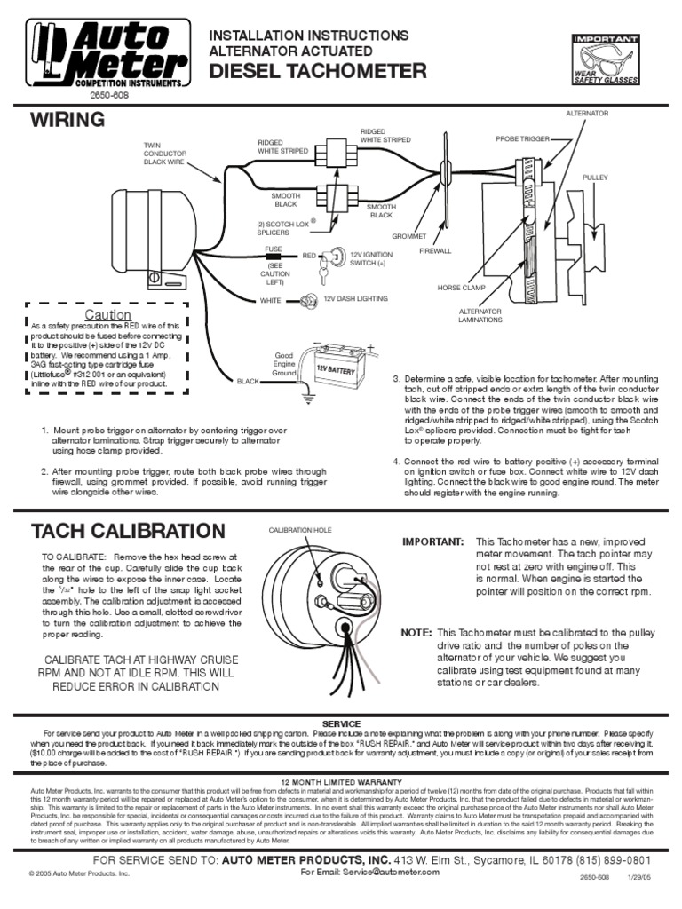 Diesel Tachometer Wiring: Installation Instructions Alternator Actuated ...