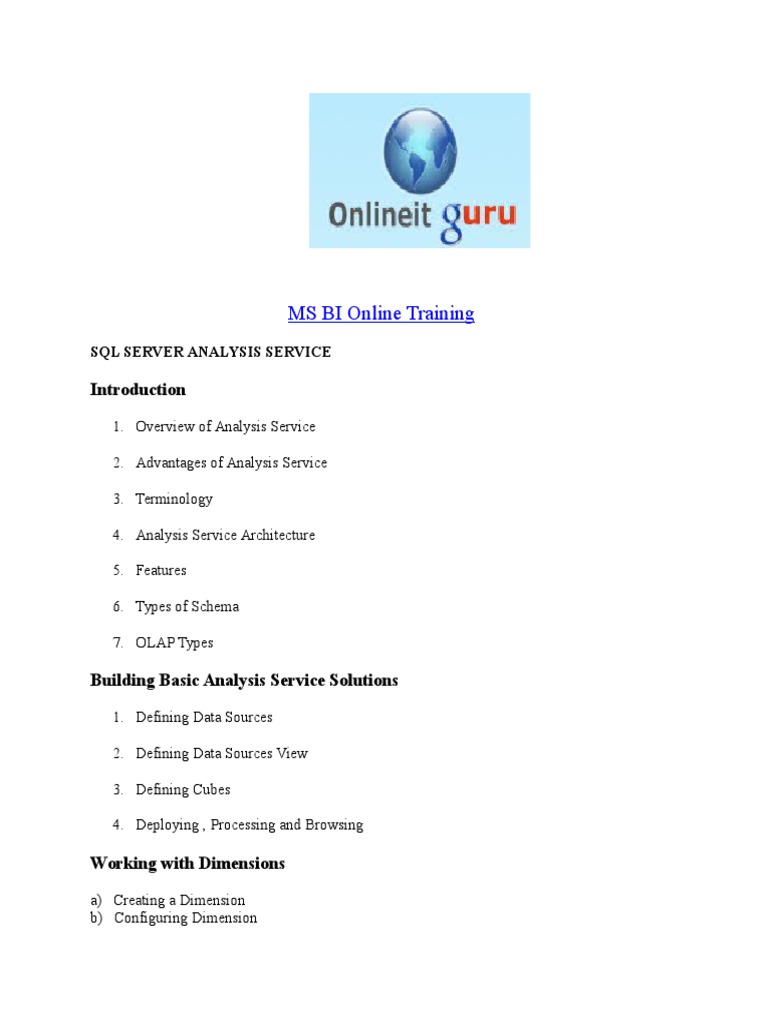 MSBI Online Training | PDF | Microsoft Sql Server | Databases