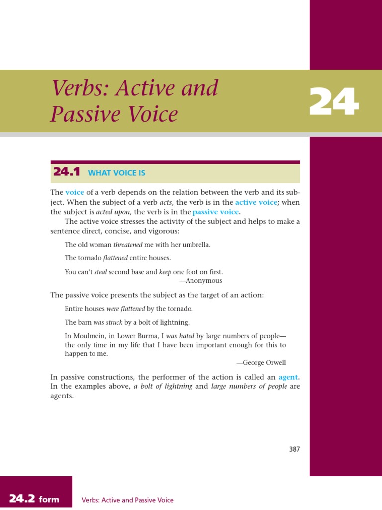 Book-01-Chapter-24 Verbs Active and Passive Voice | PDF | Verb ...