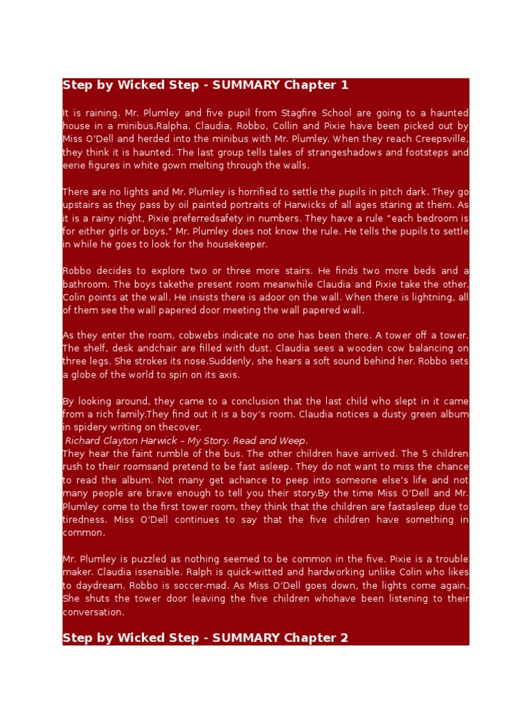 Step by Wicked Step Chapter 1 and 2 Summary | PDF