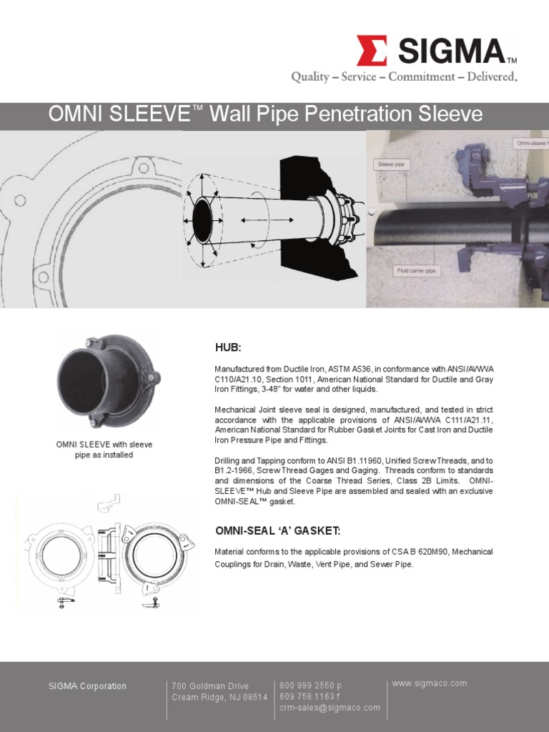 CATALOG - OMNI SLEEVE Wall Pipe Penetration Sleeve | PDF | Pipe (Fluid ...