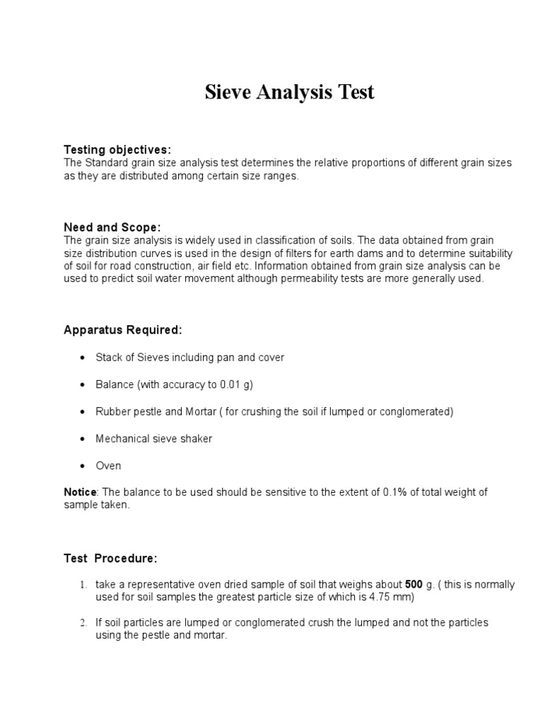 Sieve Analysis Test | PDF | Nature