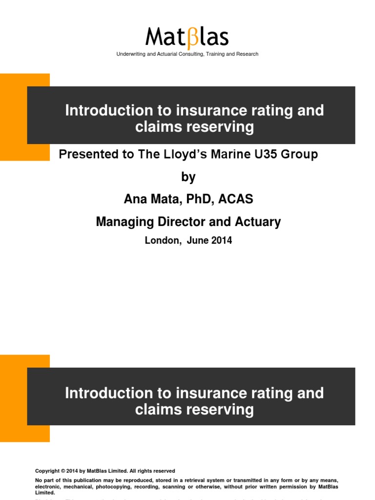 Introduction To Insurance Rating and Reserving PDF | PDF | Insurance ...