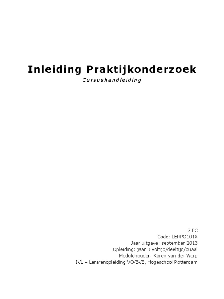 Studentenhandleiding Inleiding Praktijkonderzoek 13-14 | PDF