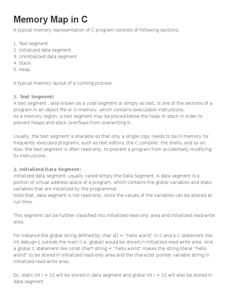 Memory Map in | PDF | Library (Computing) | Variable (Computer Science)
