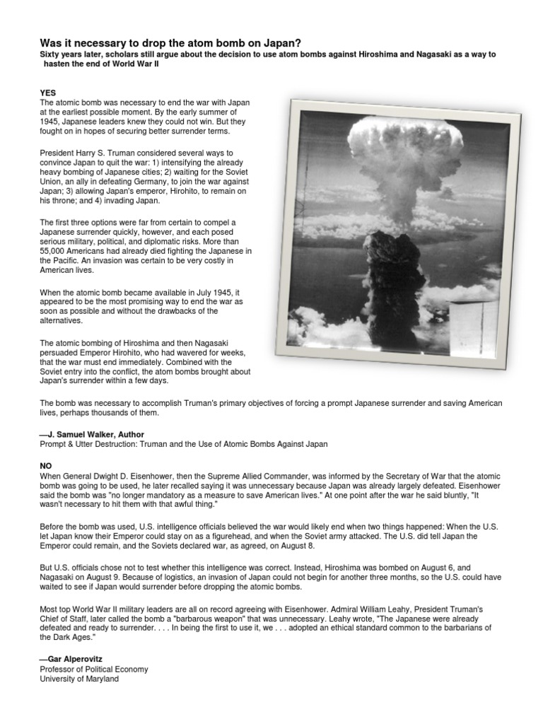 Debate on Necessity of Atomic Bombs | PDF | Surrender Of Japan | Empire ...