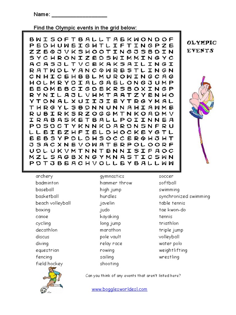 Olympic Sports Word Search | PDF | Games & Activities