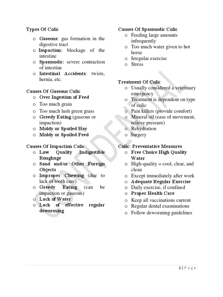 Types and Causes of Horse Colic | PDF | Diseases And Disorders ...