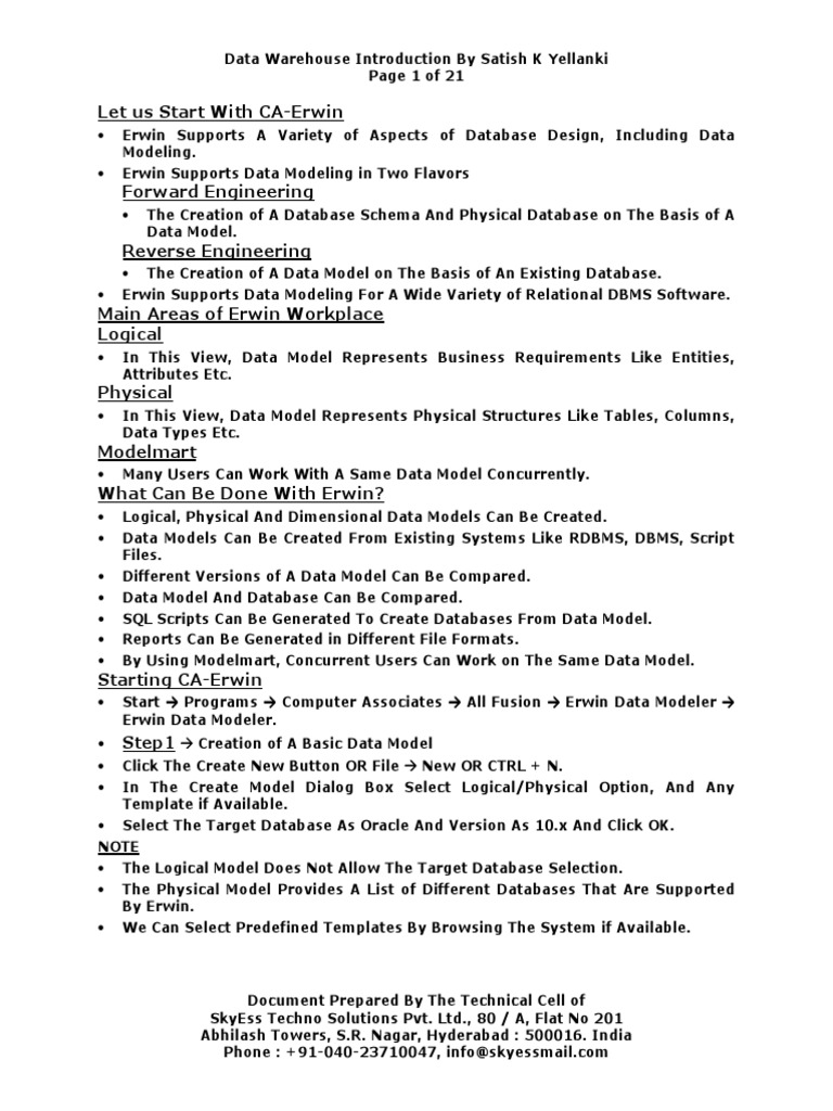 Let Us Start With CA-Erwin | PDF | Data Model | Databases