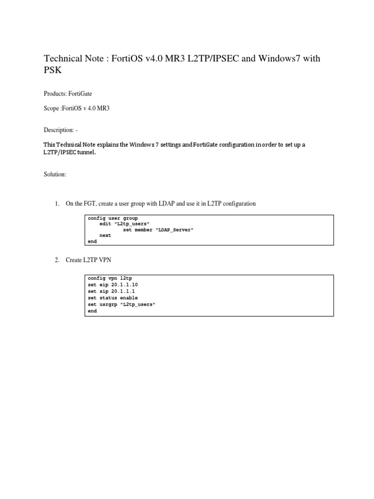 Configuration Steps for Setting Up an L2TP/IPSec VPN Tunnel Between ...