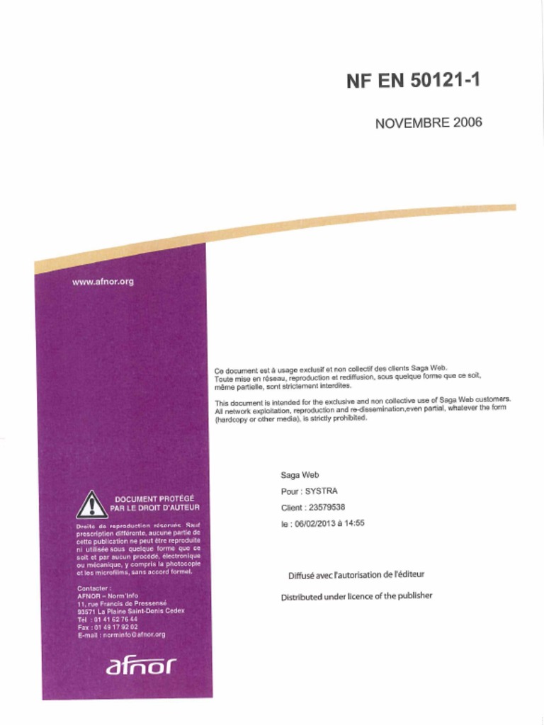NF en 50121-1 - 2006 | PDF
