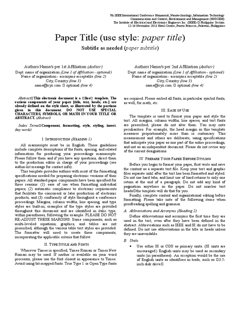 Paper Title (Use Style: Paper Title) : Subtitle As Needed (Paper ...