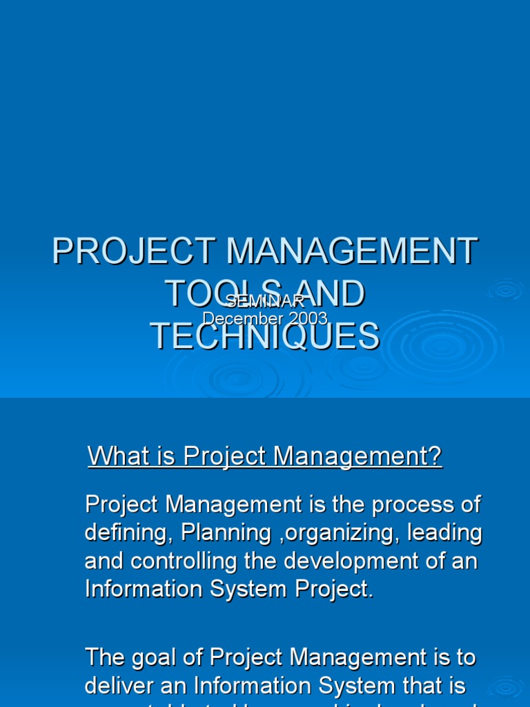 Project Management Tools and Techniques | PDF | Project Management ...