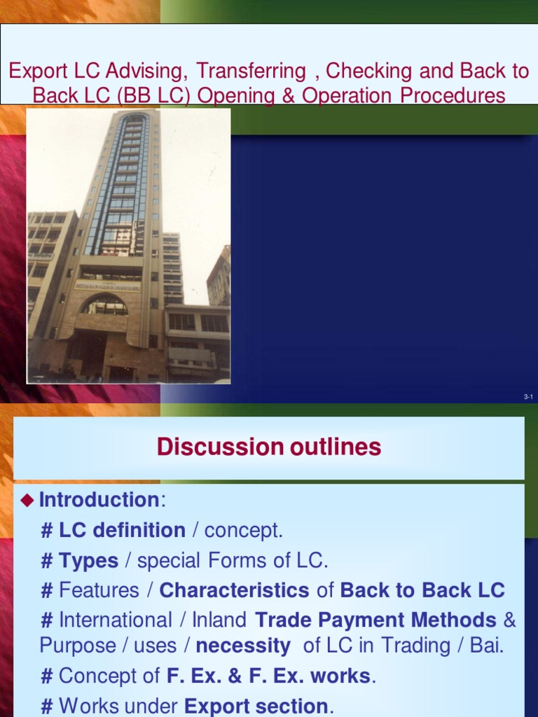 Export LC Advising, Transferring , Checking and Back to Back LC (BB LC ...