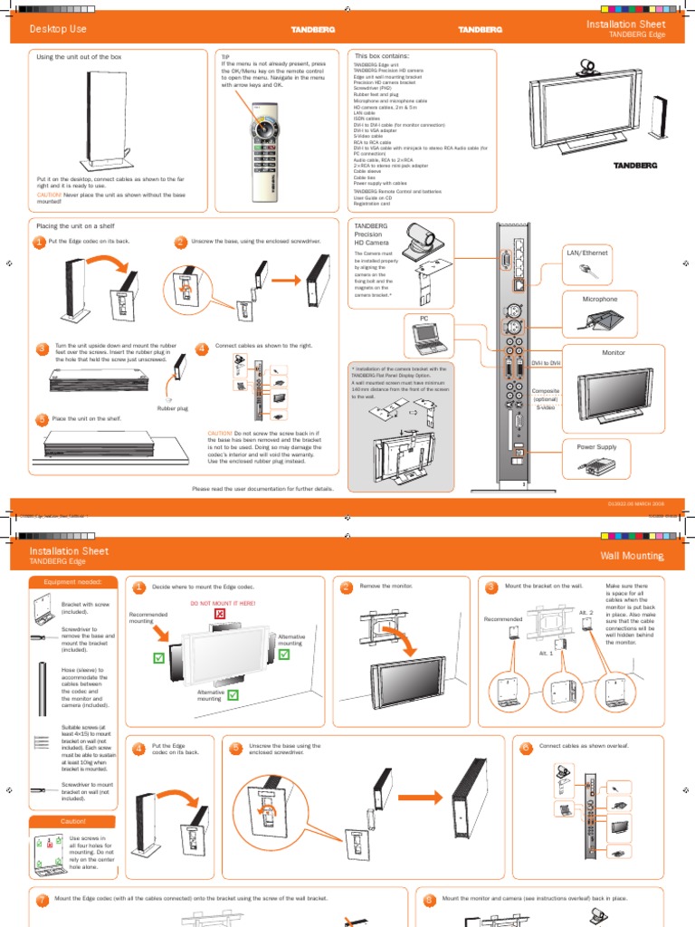 Installation Sheet Desktop Use: This Box Contains: Using The Unit Out ...
