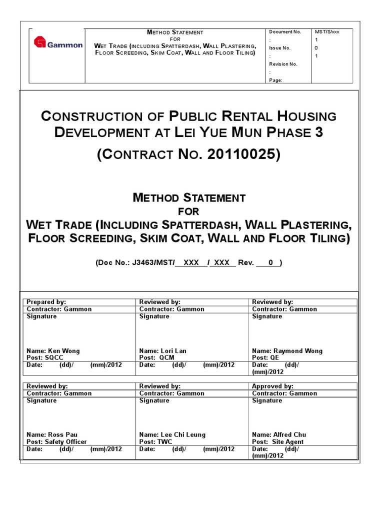 MS For Wet Trade | PDF | Tile | Wastewater