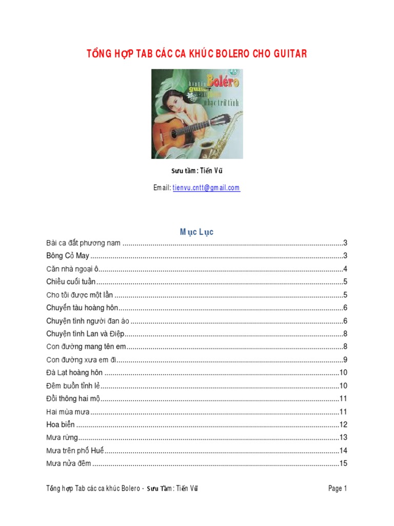 Tong Hop Tab Cac CA Khuc Bolero Cho Guitar | PDF