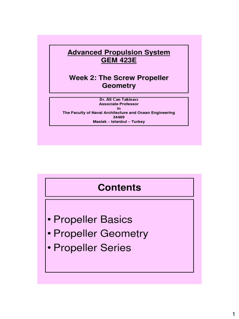 Propeller Basics - Propeller Geometry - Propeller Series | PDF ...