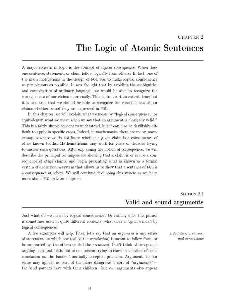 The Logic of Atomic Sentences: Valid and Sound Arguments | PDF ...
