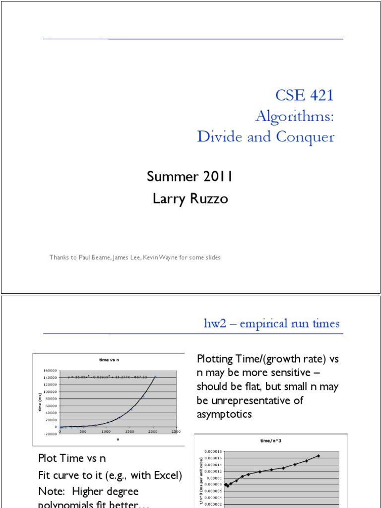 Cse 421 Algorithms Divide And Conquer Summer 2011 Larry Ruzzo Pdf Areas Of Computer 