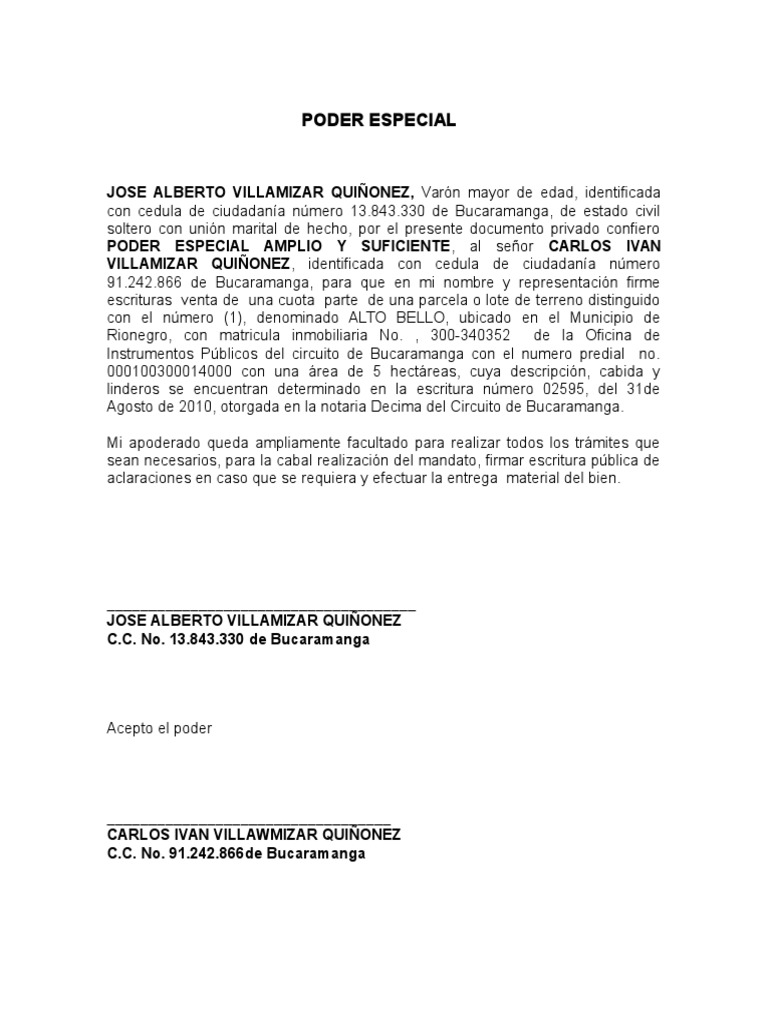 Poder Especial Amplio y Suficiente | PDF