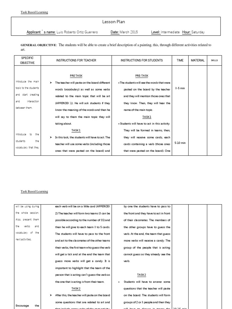 Describing Art: A Task-Based Lesson Plan for Teaching Students How to ...