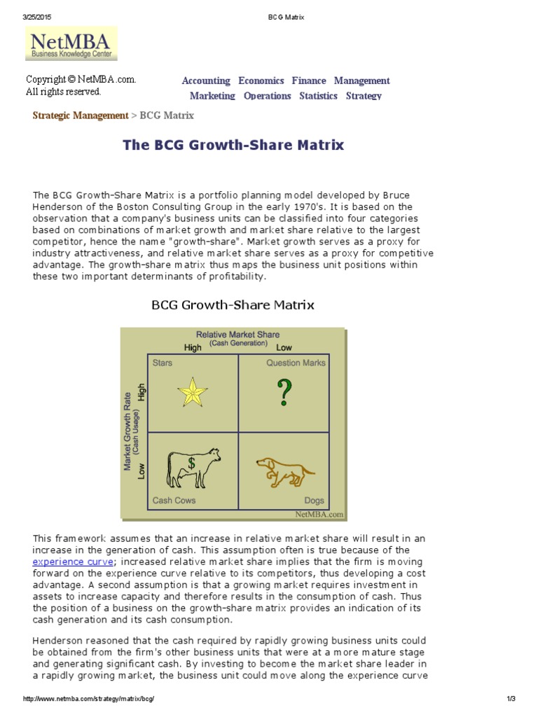 BCG Matrix | PDF | Market (Economics) | Economics