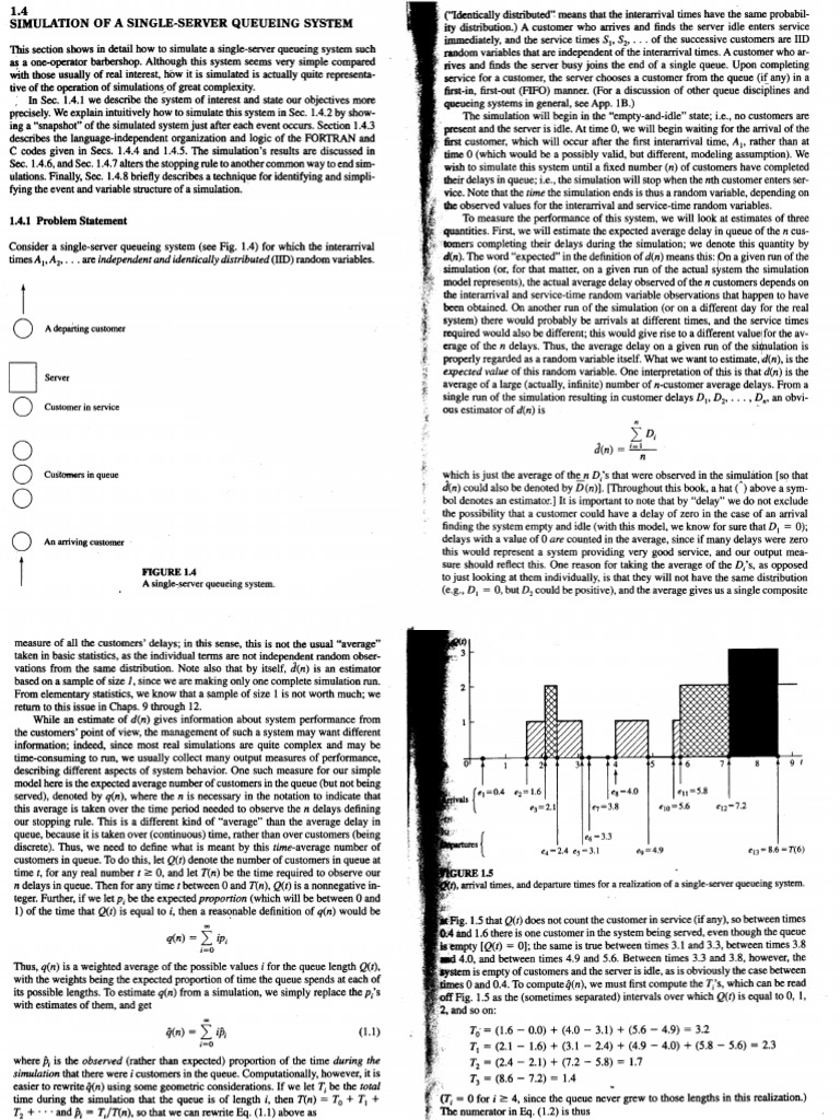 Simulation of A Single-Server Queueing System: 1.4.1 Problem Statement | PDF | Probability ...