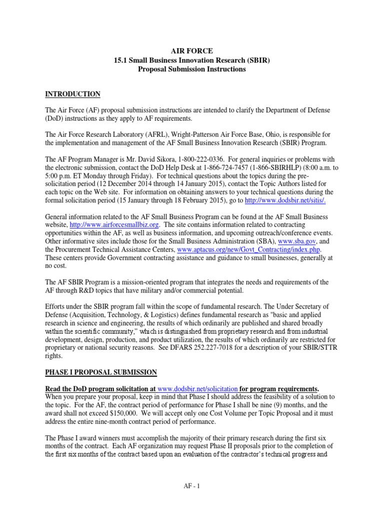 Air Force SBIR Notice Af151 | PDF | Non Disclosure Agreement ...
