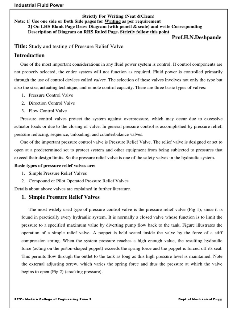 Study and Testing of PRV | PDF | Valve | Pump