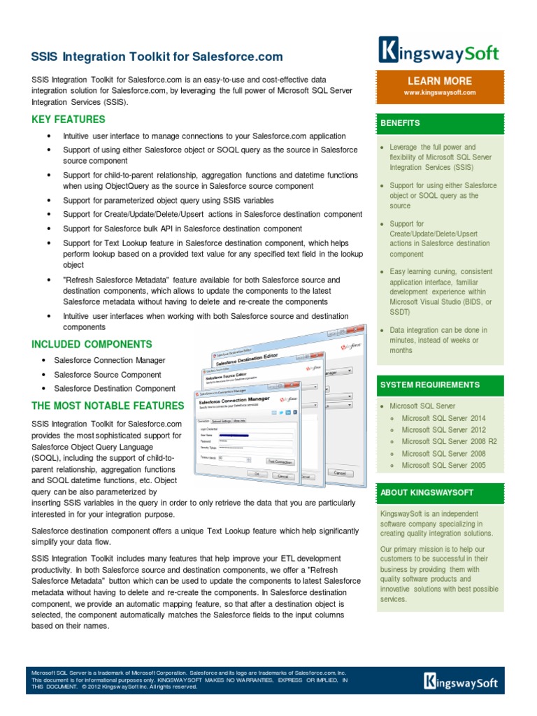 Ssis Integration Toolkit For Salesforce Pdf Salesforcecom Microsoft Sql Server