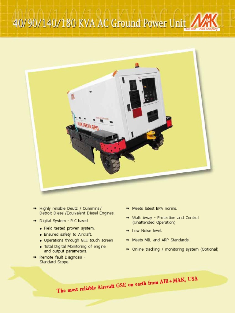 The Most Reliable Aircraft GSE On Earth From Air+M Ak, Usa: ISO 9001: ...