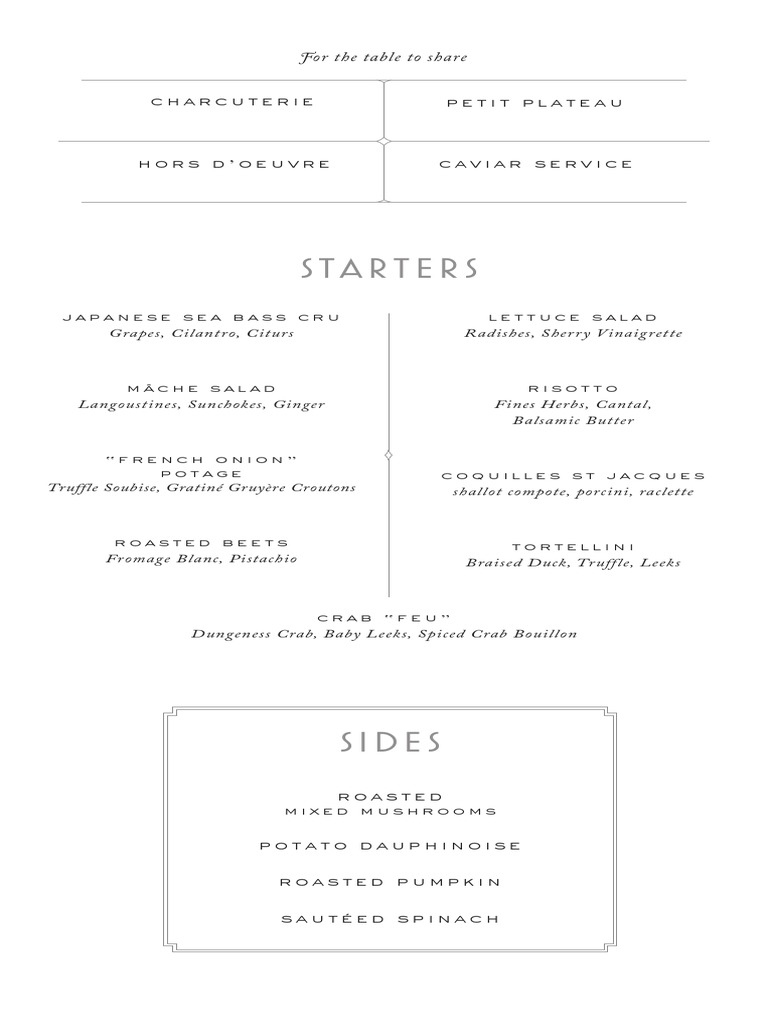 Chevalier - Dinner Menu V2 | PDF