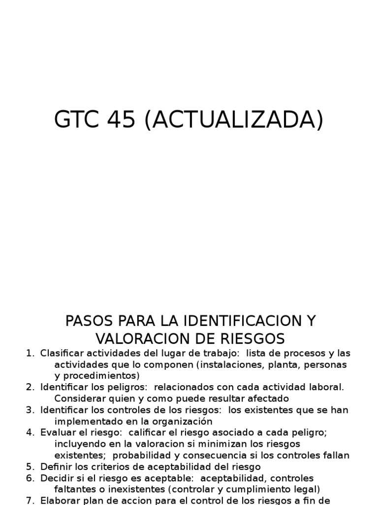 Identificación y Valoración de Riesgos GTC 45 | PDF | Riesgo | Cognición
