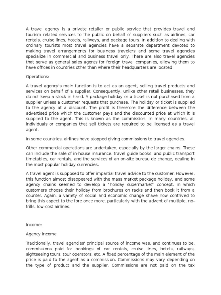 Travel Agency Assignment | PDF | Travel Agency | Industries
