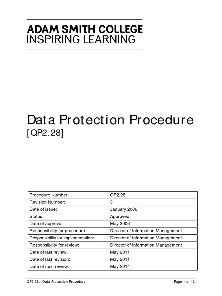 Data Protection Procedure | PDF | Personally Identifiable Information ...