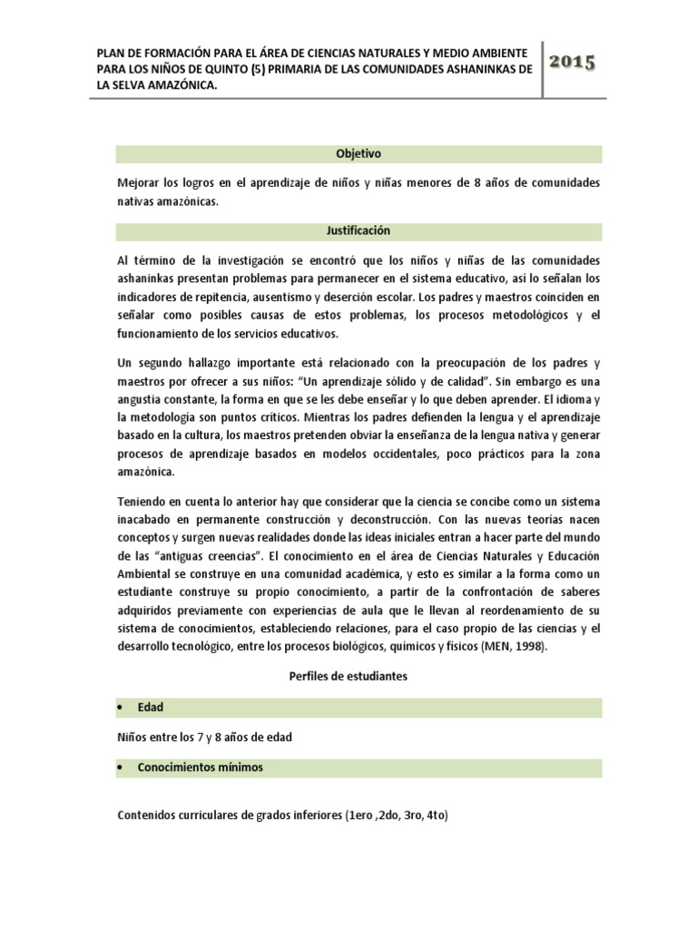 Plan Formativo | PDF | Aprendizaje | Science