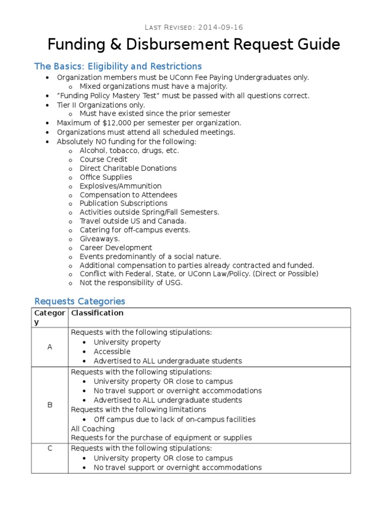 Funding & Disbursement Request Guide (The Basics) | PDF | Undergraduate ...