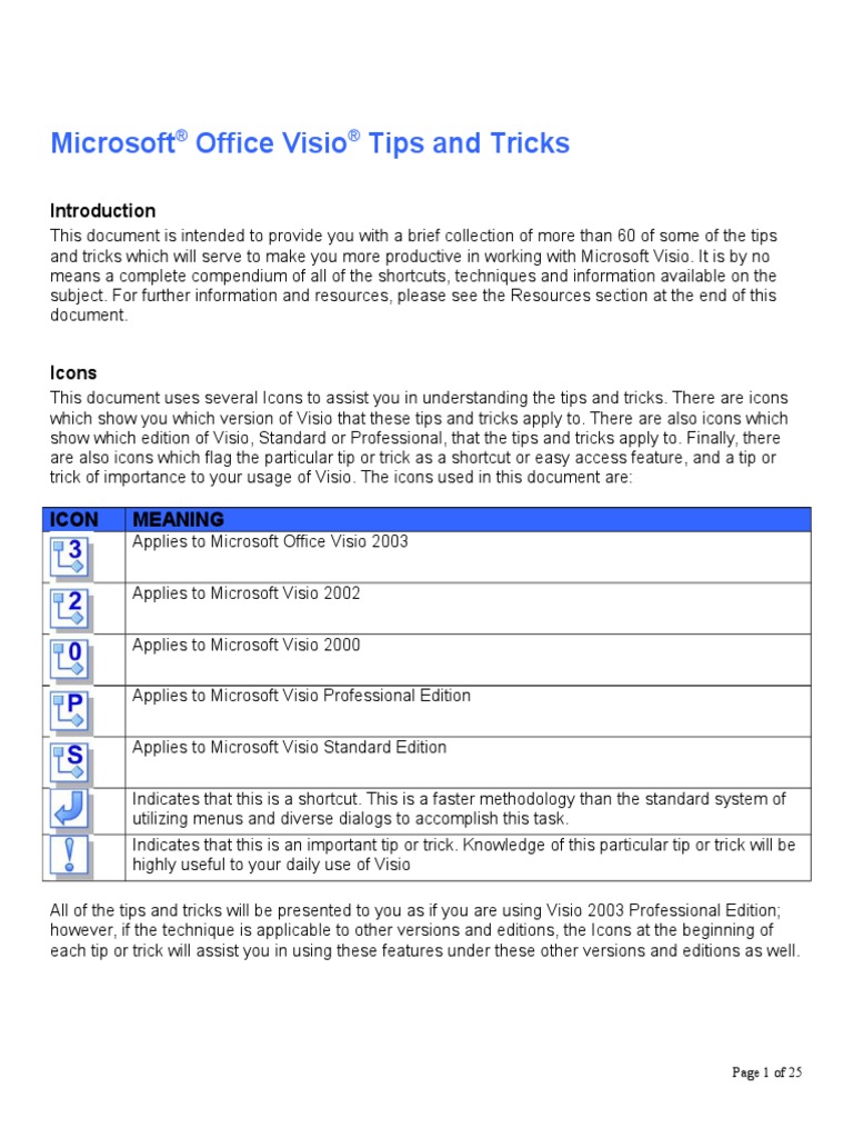 Microsoft Office Visio Tips and Tricks: Icon Meaning
