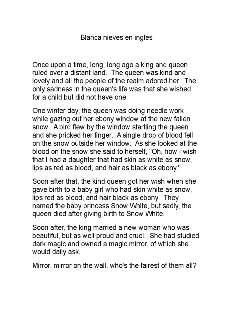 Cuento de Blanca Nieves en Inglés | PDF | Snow White