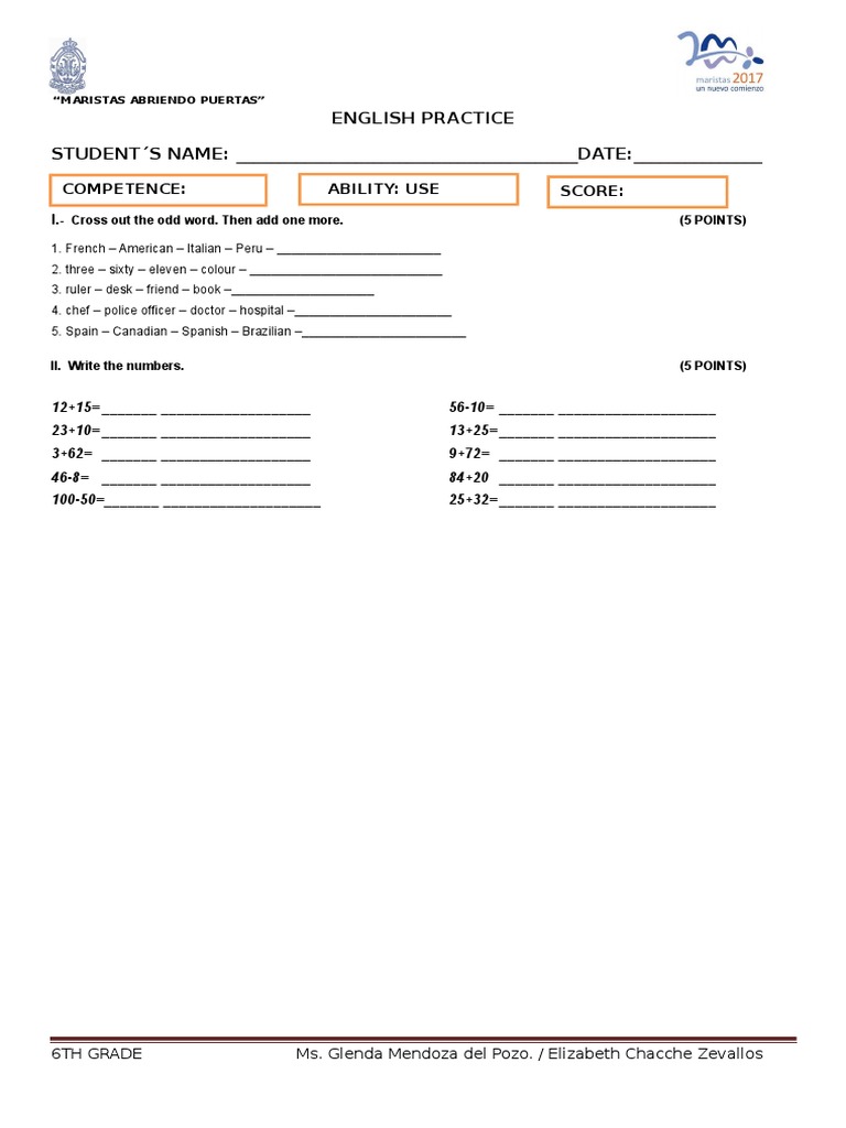 English Practice STUDENT S NAME: - DATE | PDF