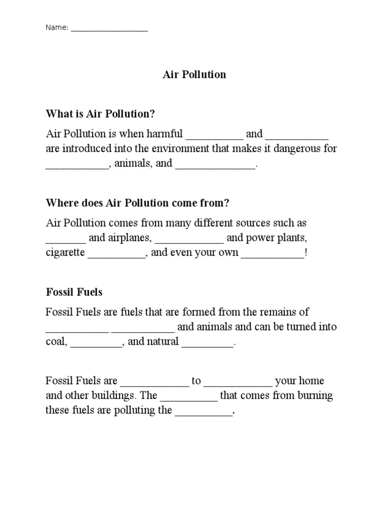 Air Pollution Guided Notes | PDF