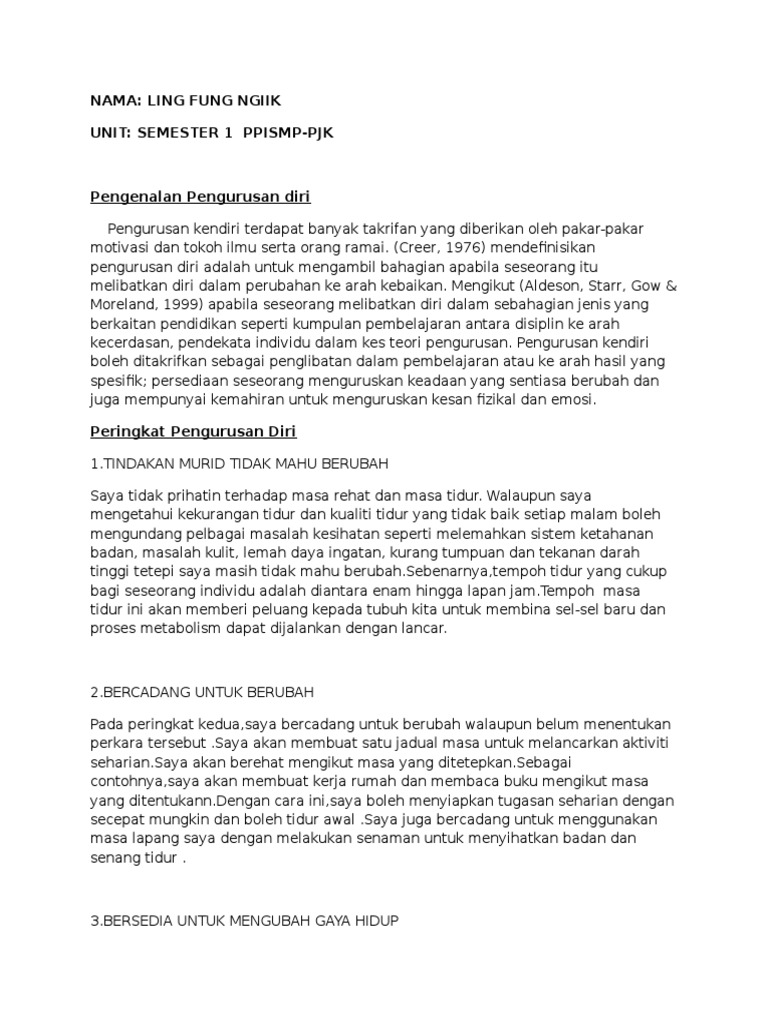 Peringkat Pengurusan Diri | PDF