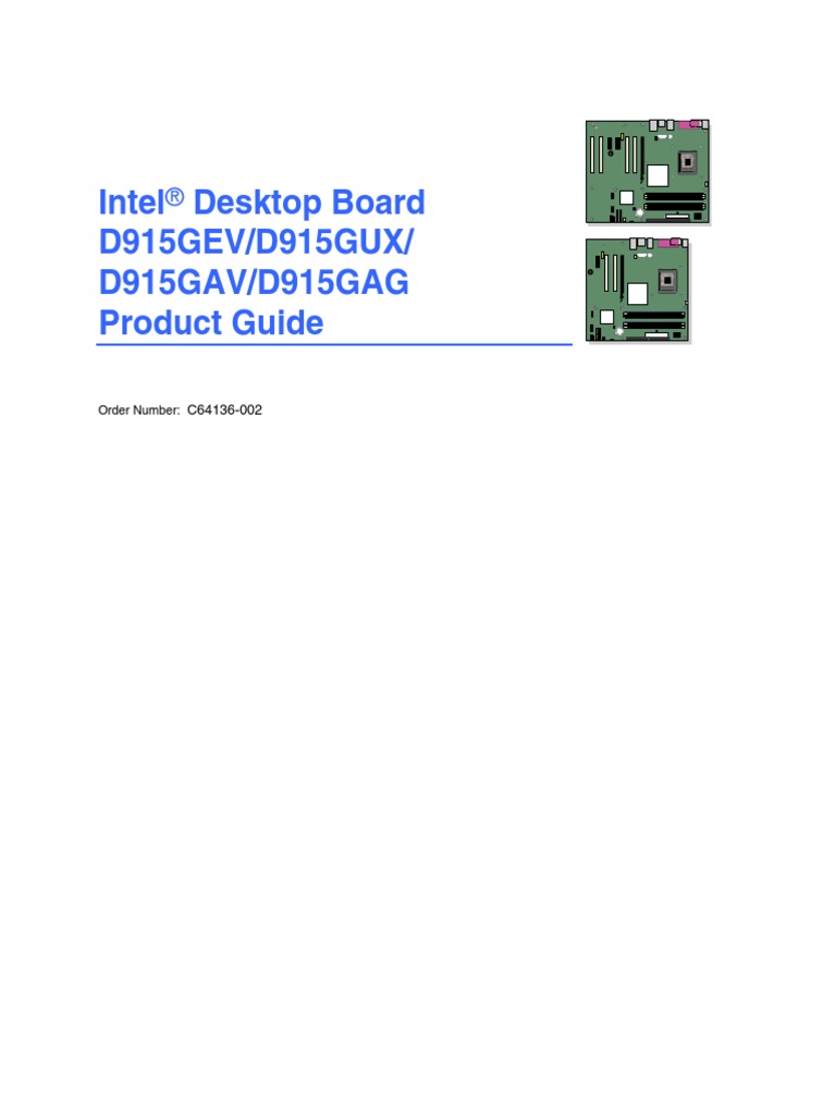 Intel D915gav D915gag D915gev D915gux Productguide English | PDF | Bios | Usb
