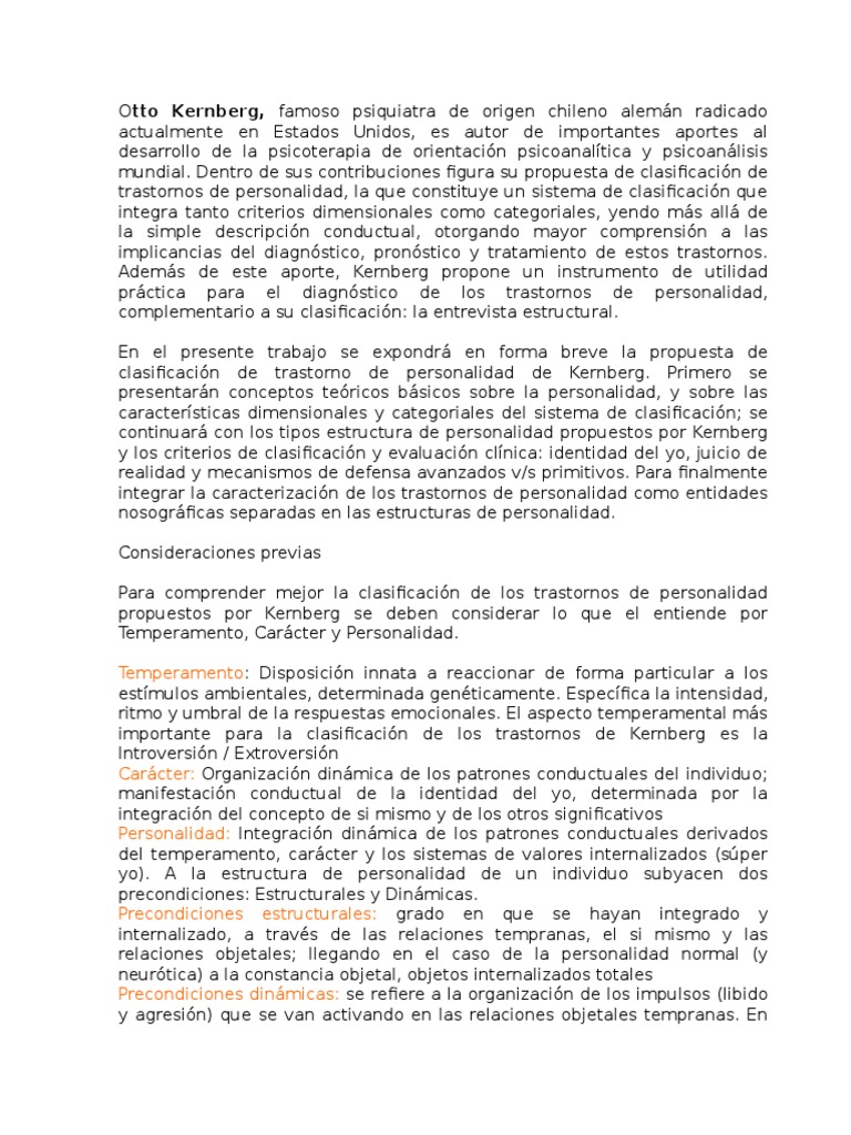 Otto Kernberg | PDF | Psicosis | Desorden de personalidad