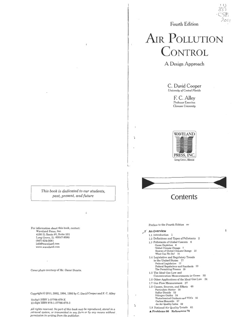 Air Pollution Control, A Design Approach | PDF | Atmospheric ...