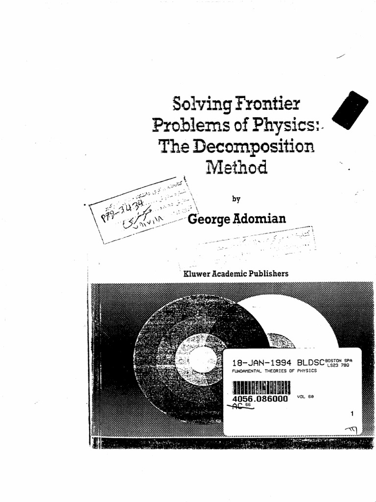 G Adomian Solving Frontier Problems Of Physics Thr Decomposition Method 370p 1994 Pdf