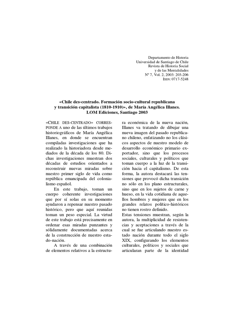 Chile Descentrado Reseña Pdf Historiografía Chile