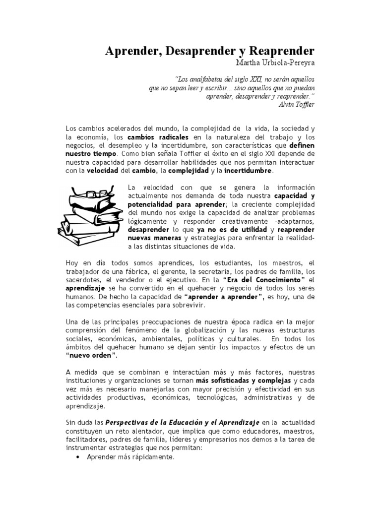 Aprender Desaprender PDF | PDF | Aprendizaje | Ciencia cognitiva
